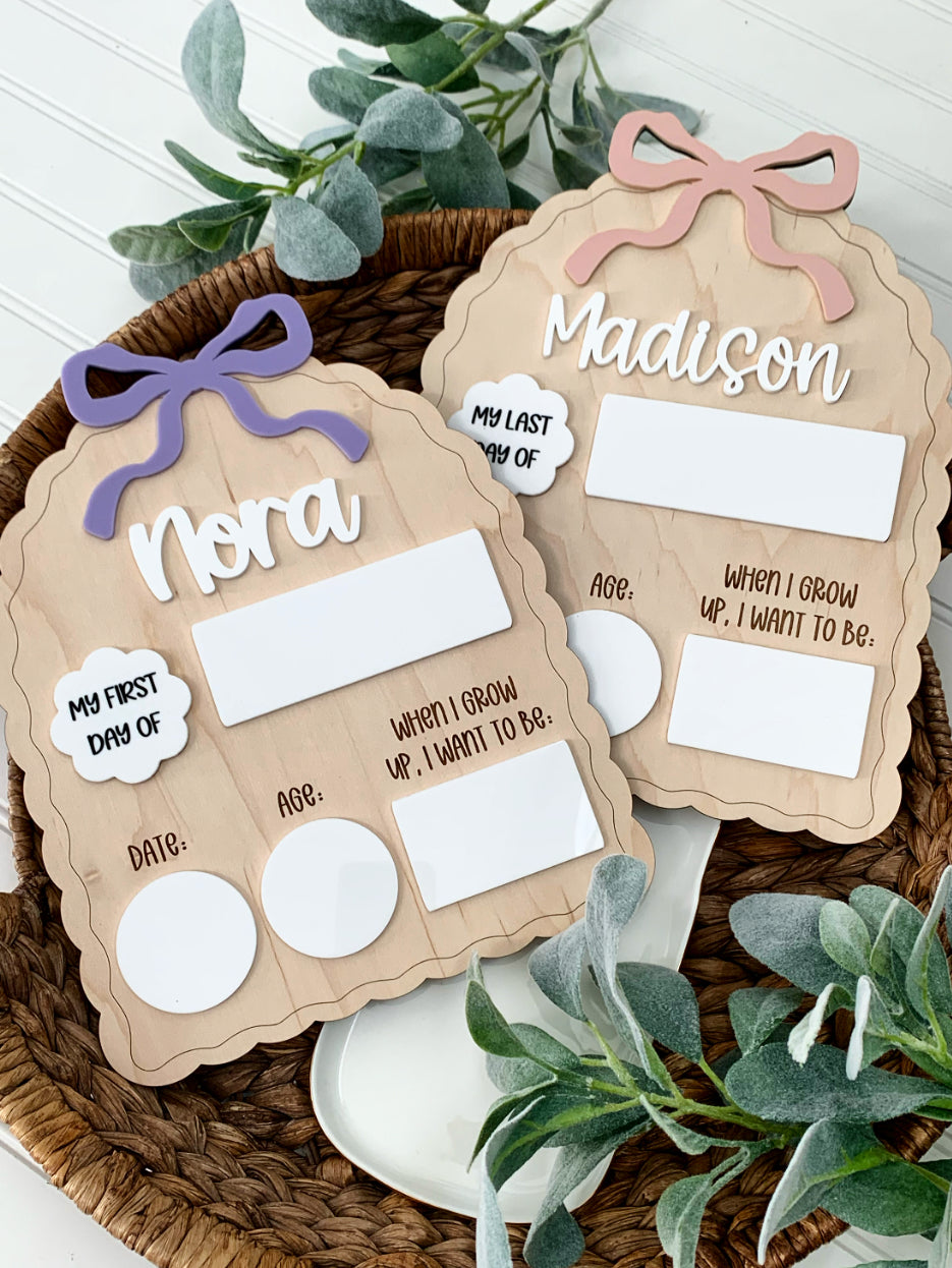 Bow First Day of School Sign – MaSe deSigns