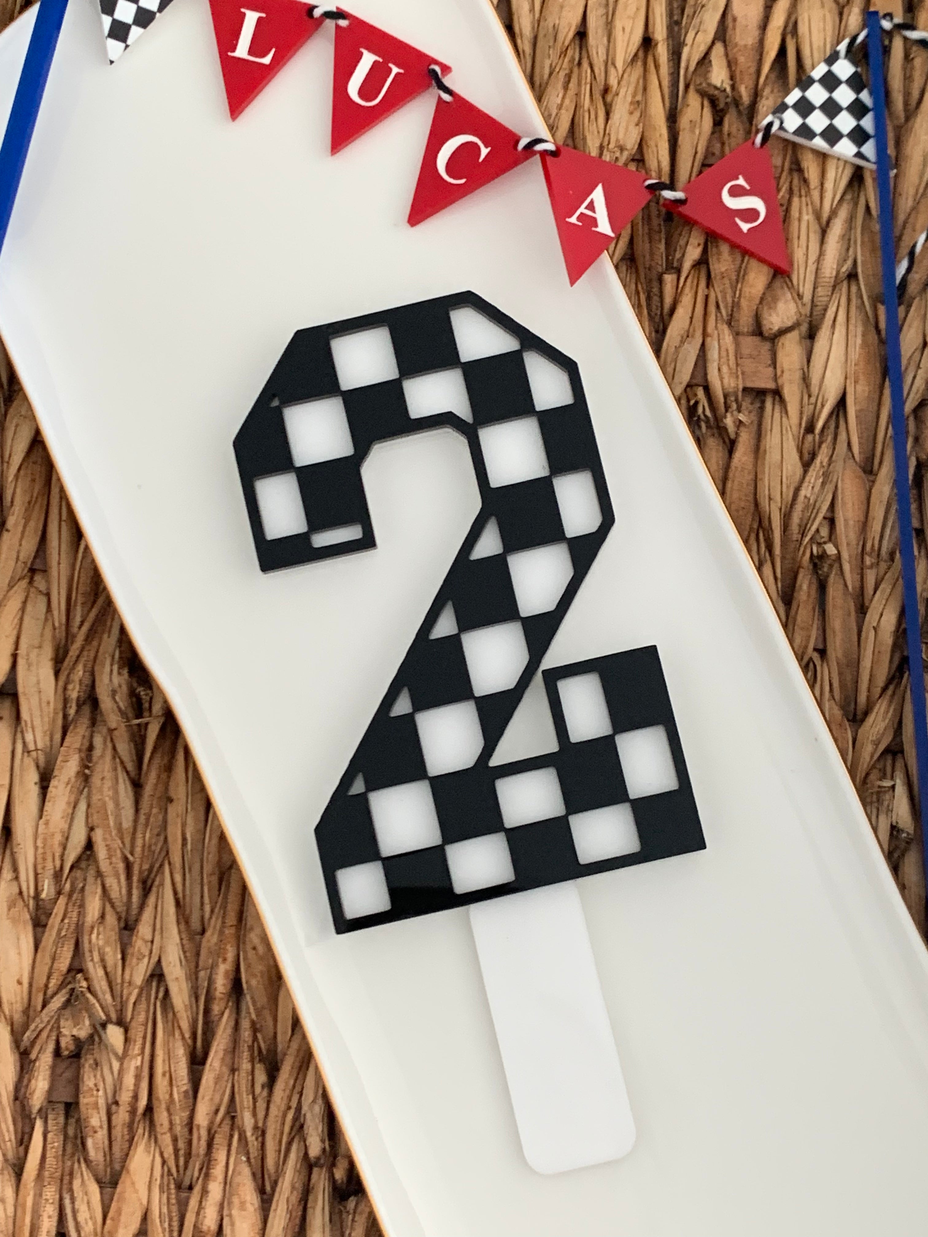 Checkered number cake topper – MaSe deSigns
